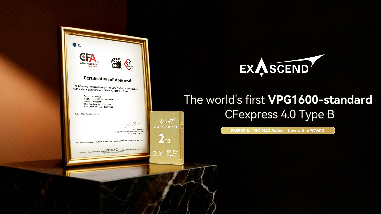 Exascend Launches the World’s First VPG1600-Certified CFexpress 4.0 Type B Memory Card ...